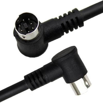 China Custom 90 Degree Right Angle L Shape S Video Male to Male Female 7 Pin Mini Din Extension Cable for STB for sale
