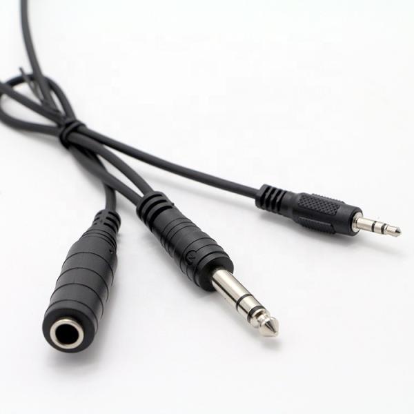 Quality Splitter Male to Female 6.35mm 3.5mm TRS Jack Microphone Audio Cable for sale