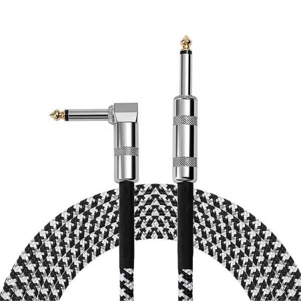 Quality Durable Braided Right Angle to Straight 3M 10FT 1/4 inch TS Jack Music Instrument Electric Guitar Cable for sale