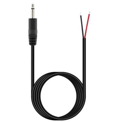 Cina Custom 2 Poles TS 3.5mm Stereo Audio Mono Jack Maschio Plug to Stripped Pigtail Tinned Bare Wire End Cable in vendita
