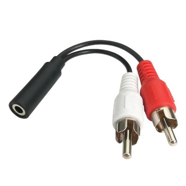 Quality Splitter Female 3.5mm Aux Audio Jack to 2 RCA Male AV Cable for Speaker for sale