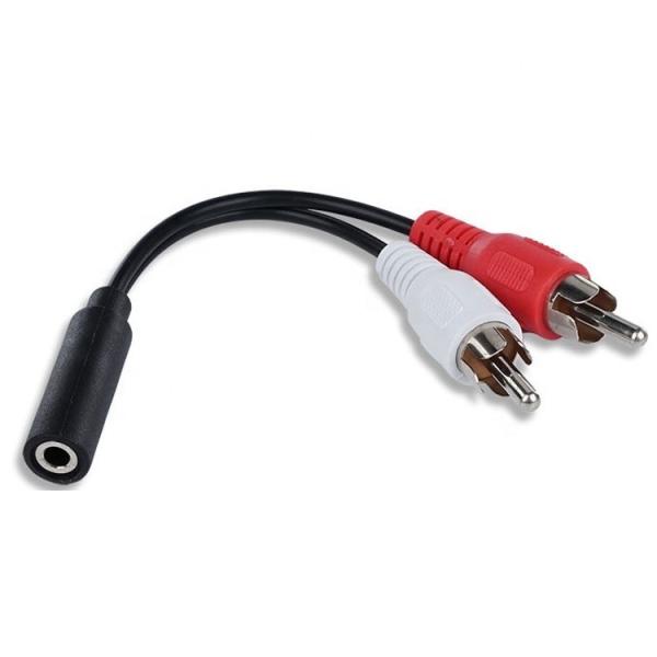 Quality Splitter Female 3.5mm Aux Audio Jack to 2 RCA Male AV Cable for Speaker for sale