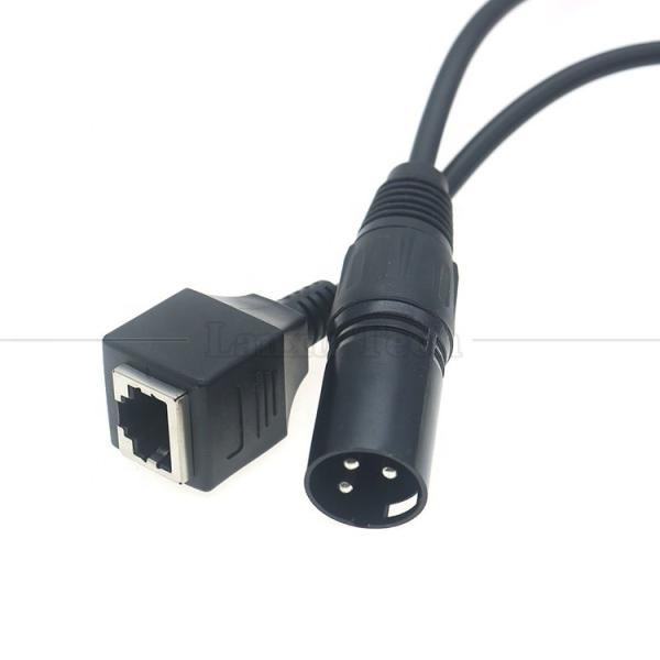 Quality XLR 3 Pin Poles Male Female to RJ45 Female Cat5 Network Ethernet Adapter Cable for sale