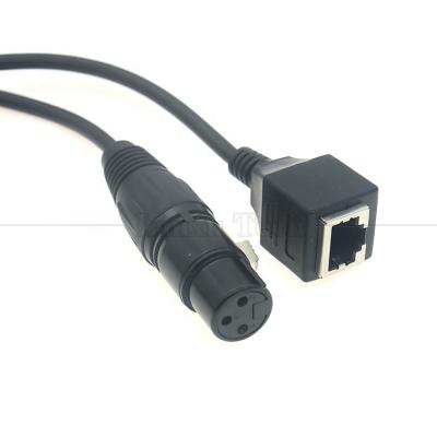 Cina XLR 3 Pins Pole Maschio Femminile a RJ45 Femminile Cat5 Network Ethernet Adapter Cable per LED Audio DMX CON Controller in vendita