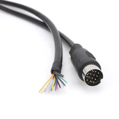 China Custom 1M 2M Shield 13 PIN Din Connector to Open Wire Pigtail Cable for sale