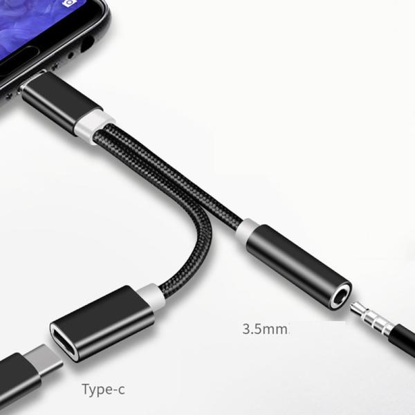 Quality 2 in 1 Type C to 3.5 mm Charger Headphone Audio Jack USB C Cable Portable Type-C for sale