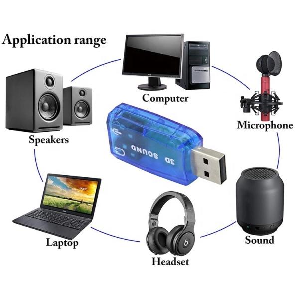 Quality Plug and Play 5.1 External 3D Mic Stereo Studio Audio USB Interface Sound Card for sale