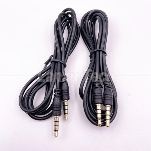 Quality Stock Male to Male 3.5mm 4 Poles Stereo Jack Microphone Audio Extension Cable for Earphone Computer Speaker for sale