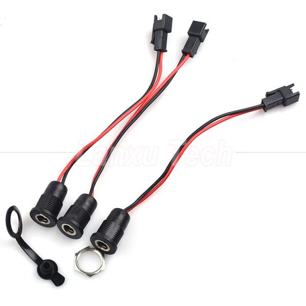 Quality DC 022 5.5x2.1mm 5.5x2.5mm Female Socket Threaded Mount to JST SM 2 Pin for sale