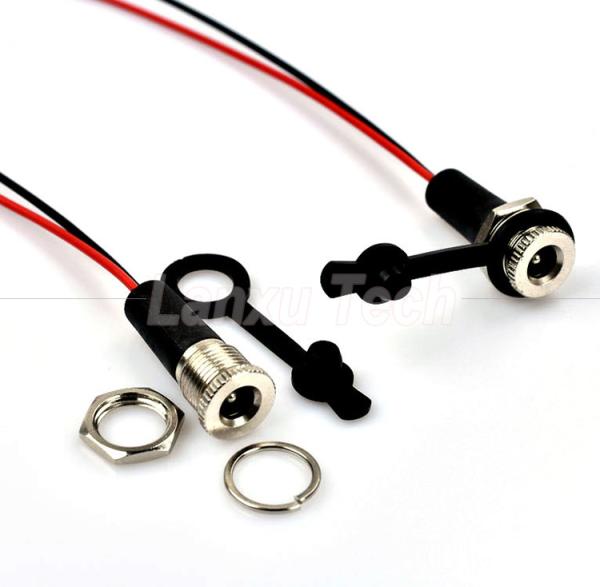 Quality DC 022 5.5x2.1mm 5.5x2.5mm Female Socket Threaded Mount to JST SM 2 Pin for sale