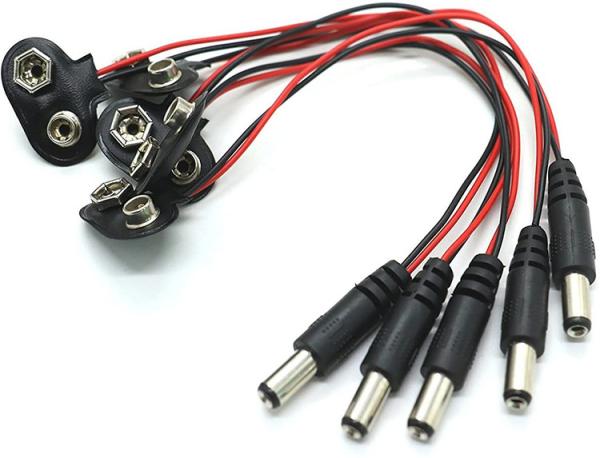 Quality 9V Battery Snap Clip Connector To DC Male 5.5x2.1mm Barrel Jack Power Cable for for sale