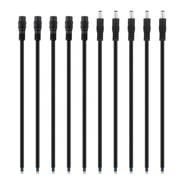 Quality CUSTOM DC Male Female Barrel Jack 2.1x5.5mm to Open Pigtail DC Power Cable for sale