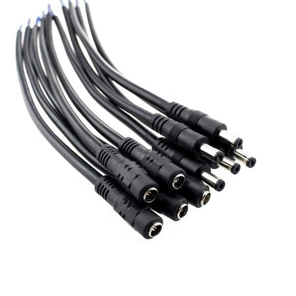 Quality CUSTOM DC Male Female Barrel Jack 2.1x5.5mm to Open Pigtail DC Power Cable for sale