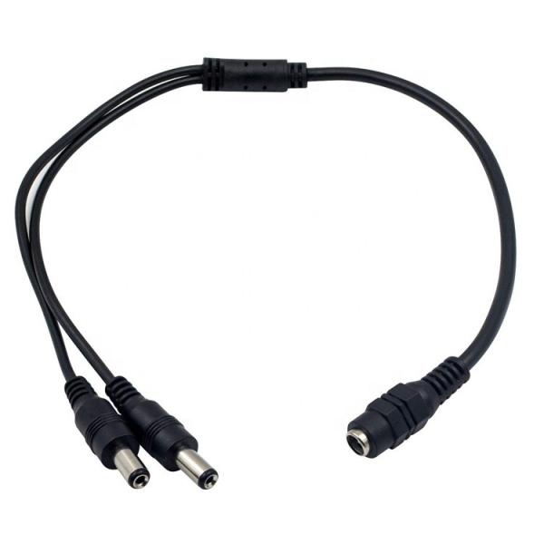 Quality 1 to 2 ways 1 Female to 2 Male 5.5x2.1 mm DC Power Supply Splitter Cable for CCTV Camera  Led Strip for sale
