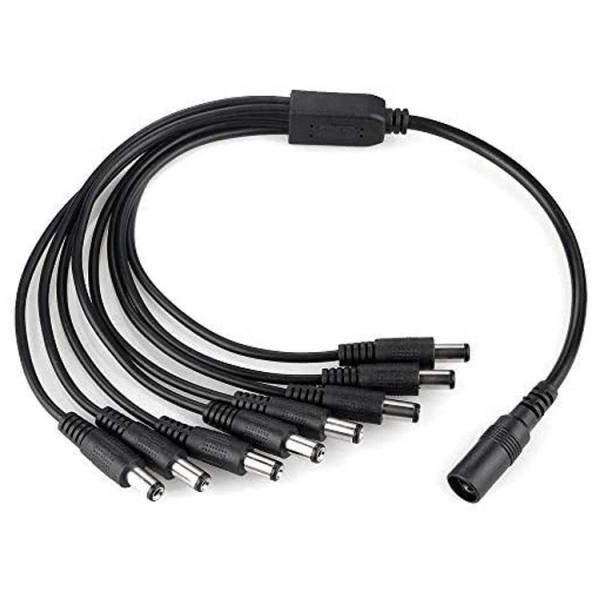 Quality 1 to 8 ways 1 Female to 8 Male 5.5x2.1 mm DC Power Supply Splitter Cable for CCTV Camera LED Strip for sale