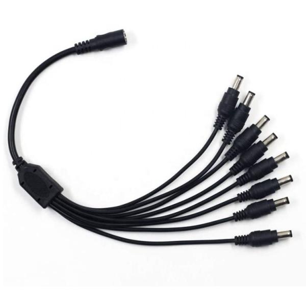 Quality 1 to 8 ways 1 Female to 8 Male 5.5x2.1 mm DC Power Supply Splitter Cable for for sale