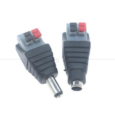 China Press Button Solderless DC 5.5*2.1mm Male Female Jack to 2p Wire Connection Cable Connector Power Adapter for LED Strip Camera for sale