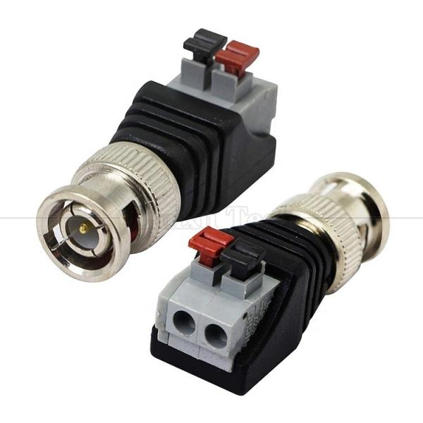Quality Solderless Screw Terminal 2 Pin Press Button BNC Male Female Connector Power Adapter  for CCTV Camera for sale