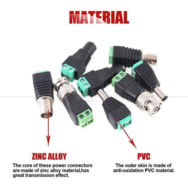 Quality Solderless Screw Terminal Male Female BNC Connector Power Adapter for Cctv for sale