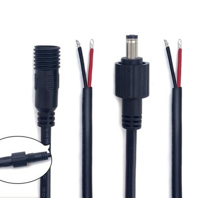 China Waterproof Male Female Screw Locking Waterproof DC to Bare Wire Open End Pigtail Power Extension Cable for sale