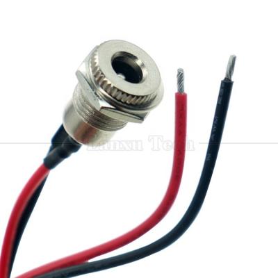 China 10cm 18AWG 5A Panel Mount DC 099 Female Socket 5.5x2.1mm 2.5mm Metal Threaded Connector to Open Tinned Wires End Cable for sale