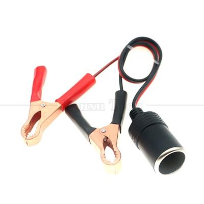 China 12V Battery Alligator Clips Clamp to Car Cigarette Lighter Female Socket Adapter Power Cable for sale