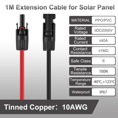 China 10AWG 6mm Waterproof Solar Cable Solar Panel Adapter Wire Solar Extension Cable with Female and Male Connectors Cable Kit Tool for sale