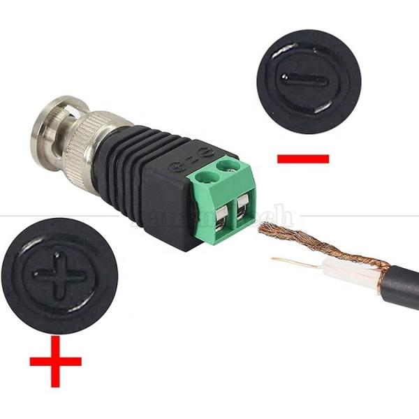 Quality 2 Pin Solderless Screw Terminal BNC Male Female Connector Power Adapter for CCTV for sale