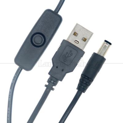 China High Quality Power ON OFF Switch USB to DC 5.5x2.1mm Charger Cable for Led Strip Lamp Light Fan for sale