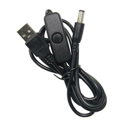 China High Quality Power ON OFF Switch USB to DC 5.5x2.1mm Charger Cable for Led Strip Lamp Light Fan for sale