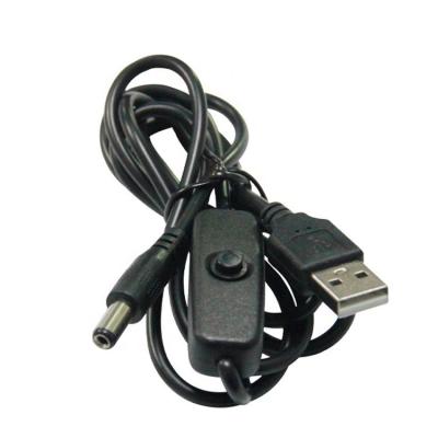 China High Quality Power ON OFF Switch USB to DC 5.5x2.1mm Charger Cable for Led Strip Lamp Light Fan for sale