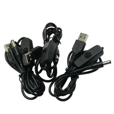 China High Quality Power ON OFF Switch USB to DC 5.5x2.1mm Charger Cable for Led Strip Lamp Light Fan for sale
