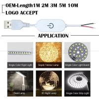 China 5V 2A USB Touch Switch Dimmer Cable 1m Stepless ON OFF Controller for LED Strip Lamp for sale