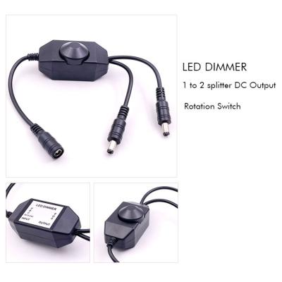 中国 12v 1 女性からスプリッタ 2 男性 DC 電源オンオフ 回転スイッチコントローラ LEDディマー 販売のため