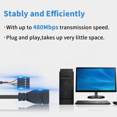 China USB Type A Female to 9 Pin Dupont Female Header Motherboard Adapter Cable for sale