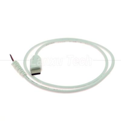 China Aanpassing USB Type C Mannelijk Vrouwelijk tot Bare Wire Pigtail End Charger Cable met Spanningsverlichting Te koop