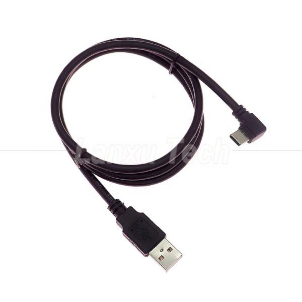 Quality 90 Degree Right Angle Fast Charging 2A USB 2.0 to Type C Data Charger Extension for sale