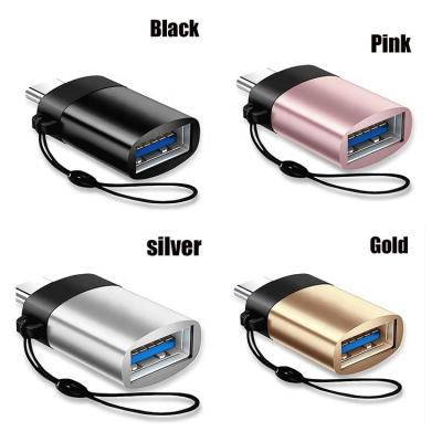 China High Compatible Mini Lanyard Metal Shell OTG Type C 3.1 Male to USB 3.0 Female Adapter for sale