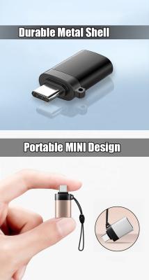 China High Compatible Mini Lanyard Metal Shell OTG Type C 3.1 Male to USB 3.0 Female Adapter for sale