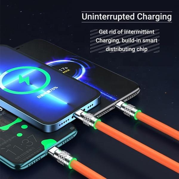 Quality Super Fast Charging 120w 6A Liquid Silicone 3 in 1 Multi Connectors Micro Type C for sale