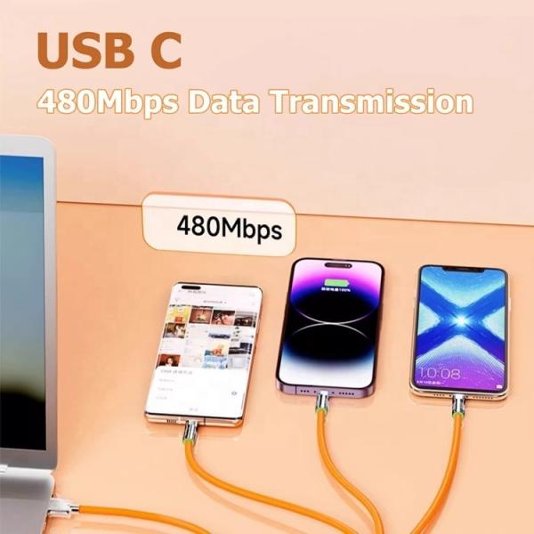 Quality Super Fast Charging 120w 6A Liquid Silicone 3 in 1 Multi Connectors Micro Type C for sale