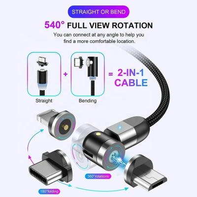 Cina Ricarica rapida accessori telefonici 540 gradi rotazione 3 in 1 Micro Tipo C Cavo di ricarica dati USB magnetico in vendita