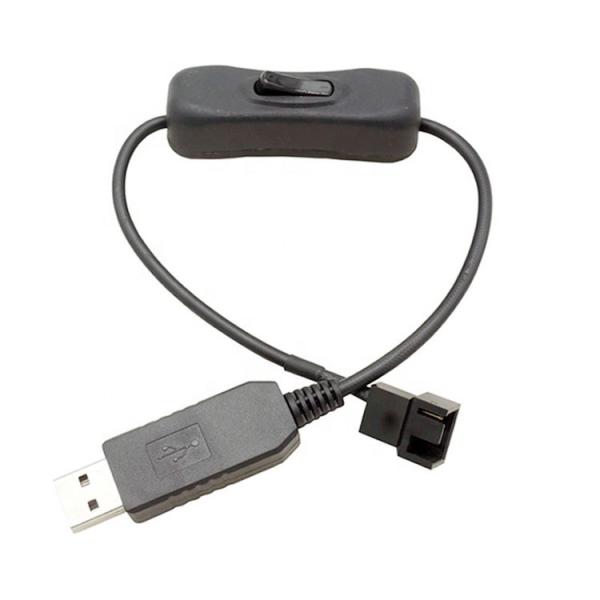 Quality 12V Step UP Boost USB to 3 Pin 4pin PWM PC Fan ON OFF Switch Power Adapter Cable for sale