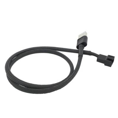 China Braided USB to 3 Pin 4 Pin Molex Female PWM 5V Fan Power Supply Adapter Connector Cable for Computer Cooler for sale