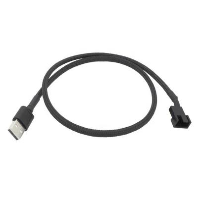 China Braided USB to 3 Pin 4 Pin Molex Female PWM 5V Fan Power Supply Adapter Connector Cable for Computer Cooler for sale