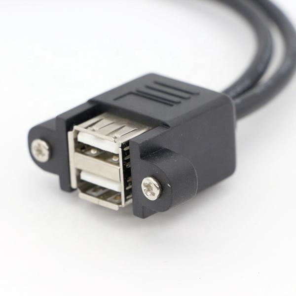 Quality Screw Locking 0.5M 1M Male to Female Dual USB 2.0 Panel Mount Extension Cable for sale