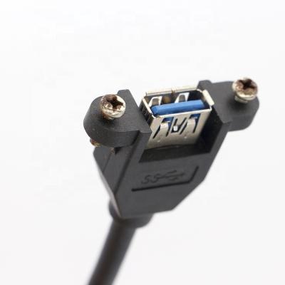 China Y Splitter Screw Locking Stud Dual USB 3.0 Type A Female Panel Mount USB Cable with Molex for sale