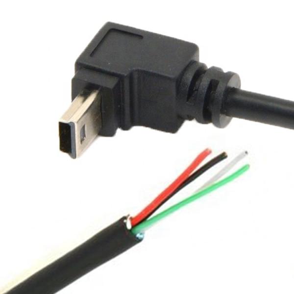 Quality 90 Degree Up Down Left Right Angle Mini USB to Stripped Bare Wire Open End Pigtail Cable for sale