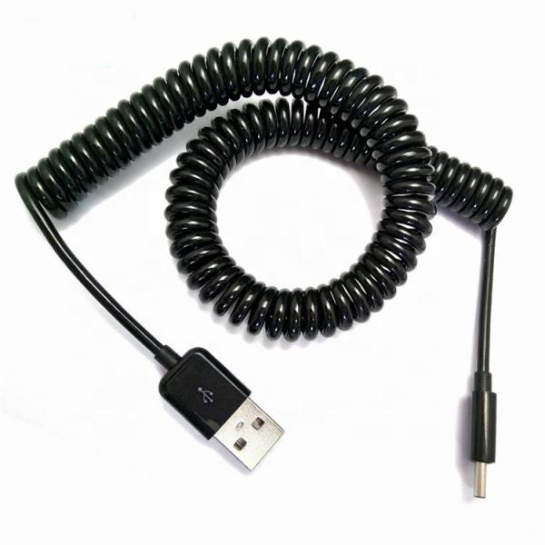 Quality Retractable Sprial Coiled USB to Mini B 5p Data Charger Cable for sale