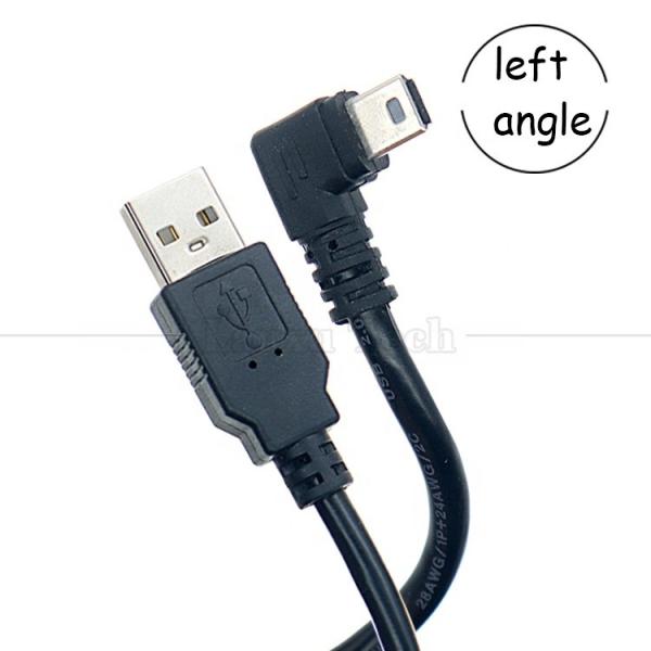Quality Customization 90 Degree Left Angle USB A Male To MINI 5P USB Cable for PS3 Controller Camera for sale